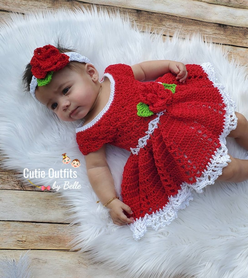 Red Crochet Christmas Baby Dress Pattern (0-3 Months) (instant Download ...