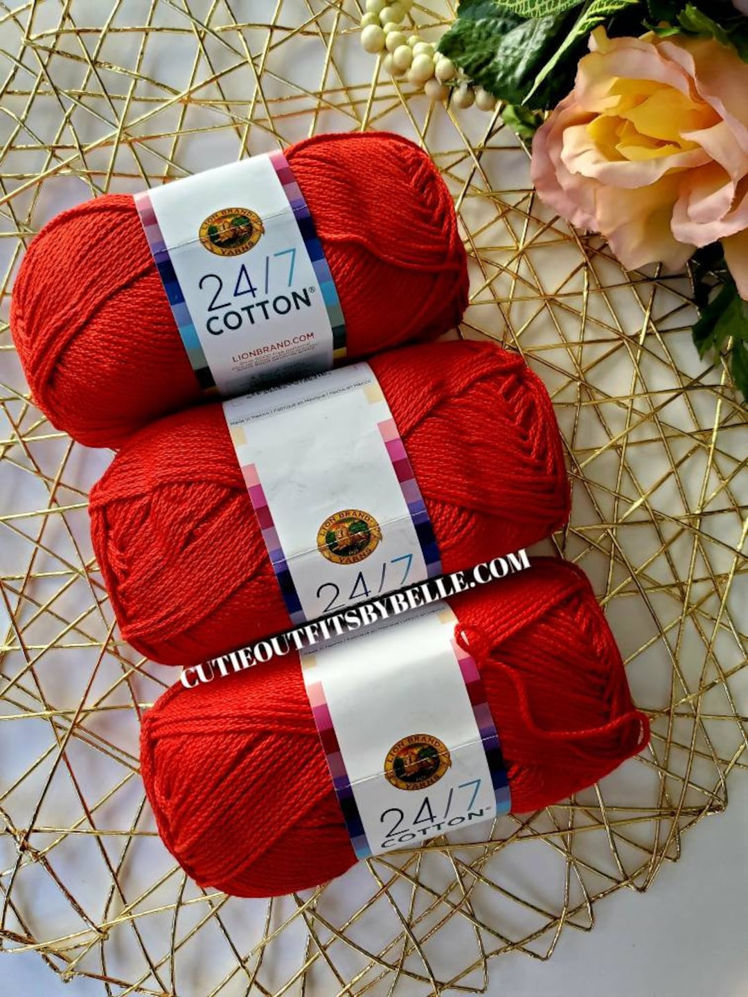 Red Lion Brand 24/7 Cotton Yarn: Mercerized Crochet Knitting Weaving - Etsy