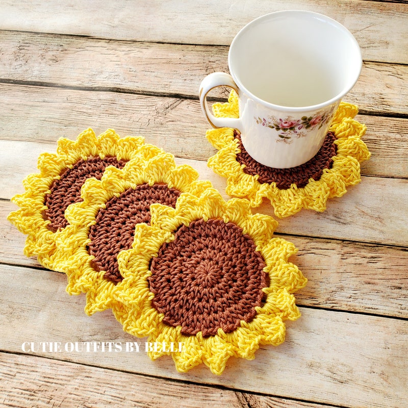 Sunflower Coasters - Etsy