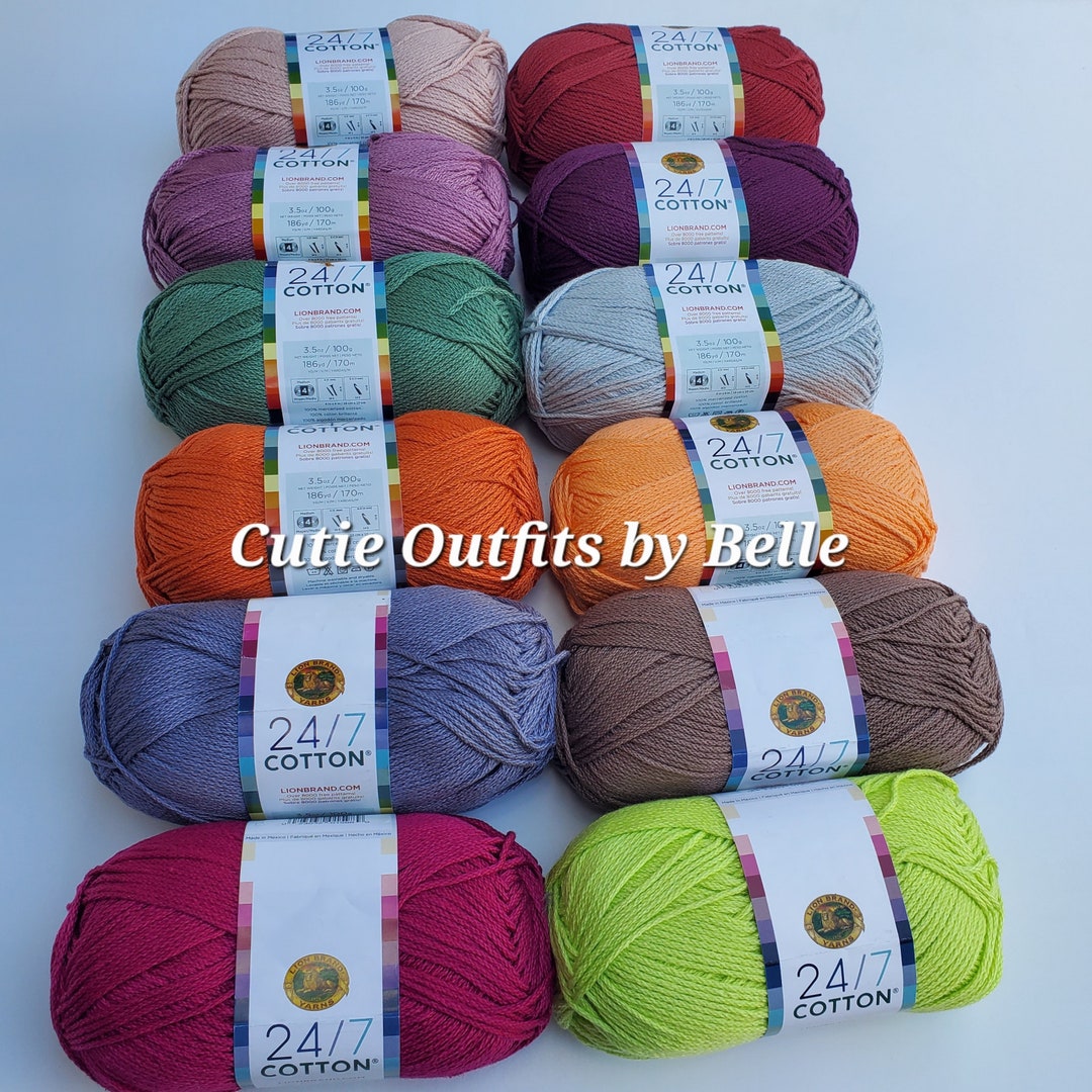 Lion Brand 24/7 Cotton Yarn: Worsted Weight Mercerized Cotton - Etsy