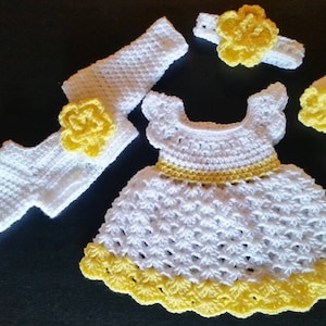 Yellow Baby Dress, Newborn Baby Outfit, Yellow Baby Girl Set, Crocheted ...
