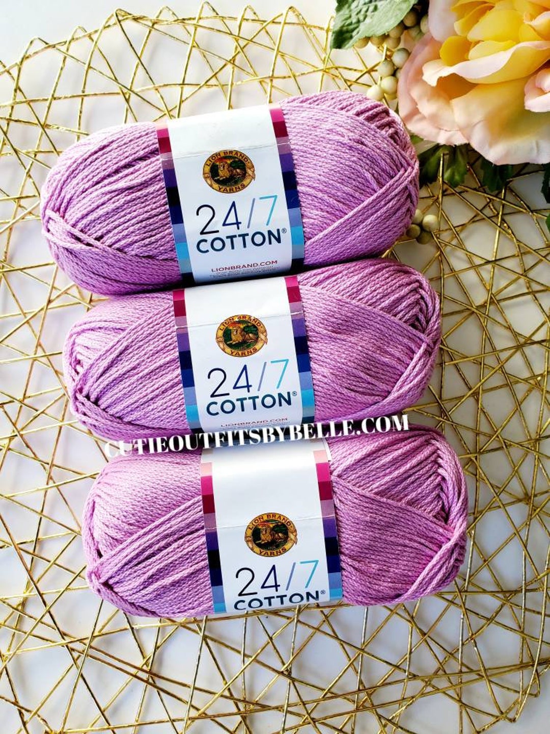 Lion Brand 24/7 Cotton Yarn: Mercerized Orchid Yarn - Etsy