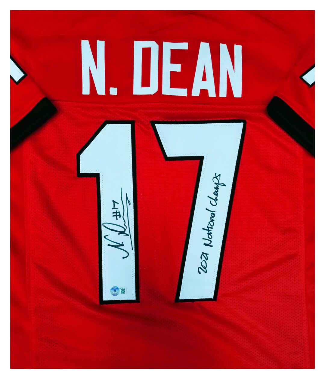Nakobe Dean Georgia Bulldogs Autographed Red Custom #17 Jersey Beckett ...