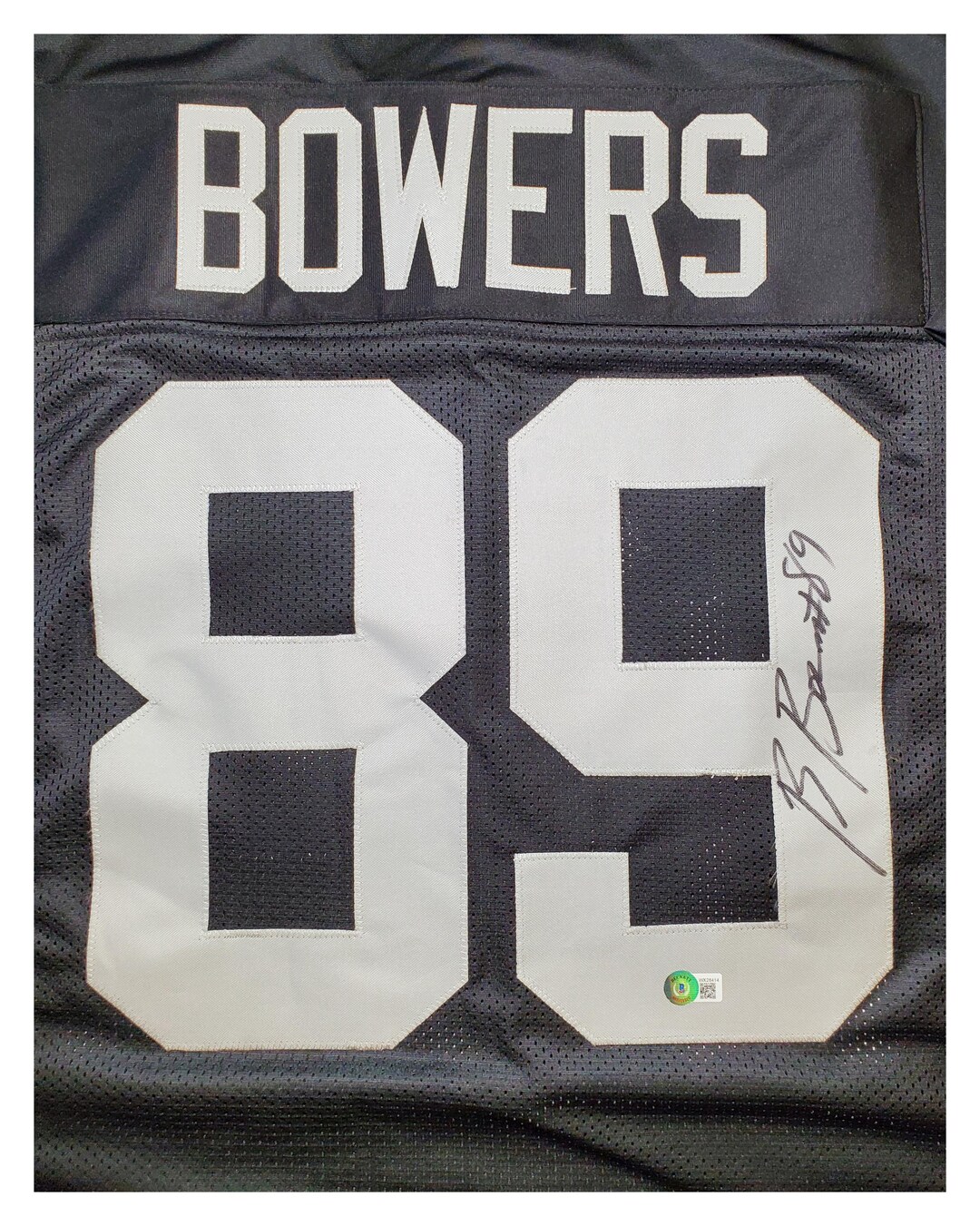 Brock Bowers Raiders #89 Grey Custom Style Jersey Beckett ...