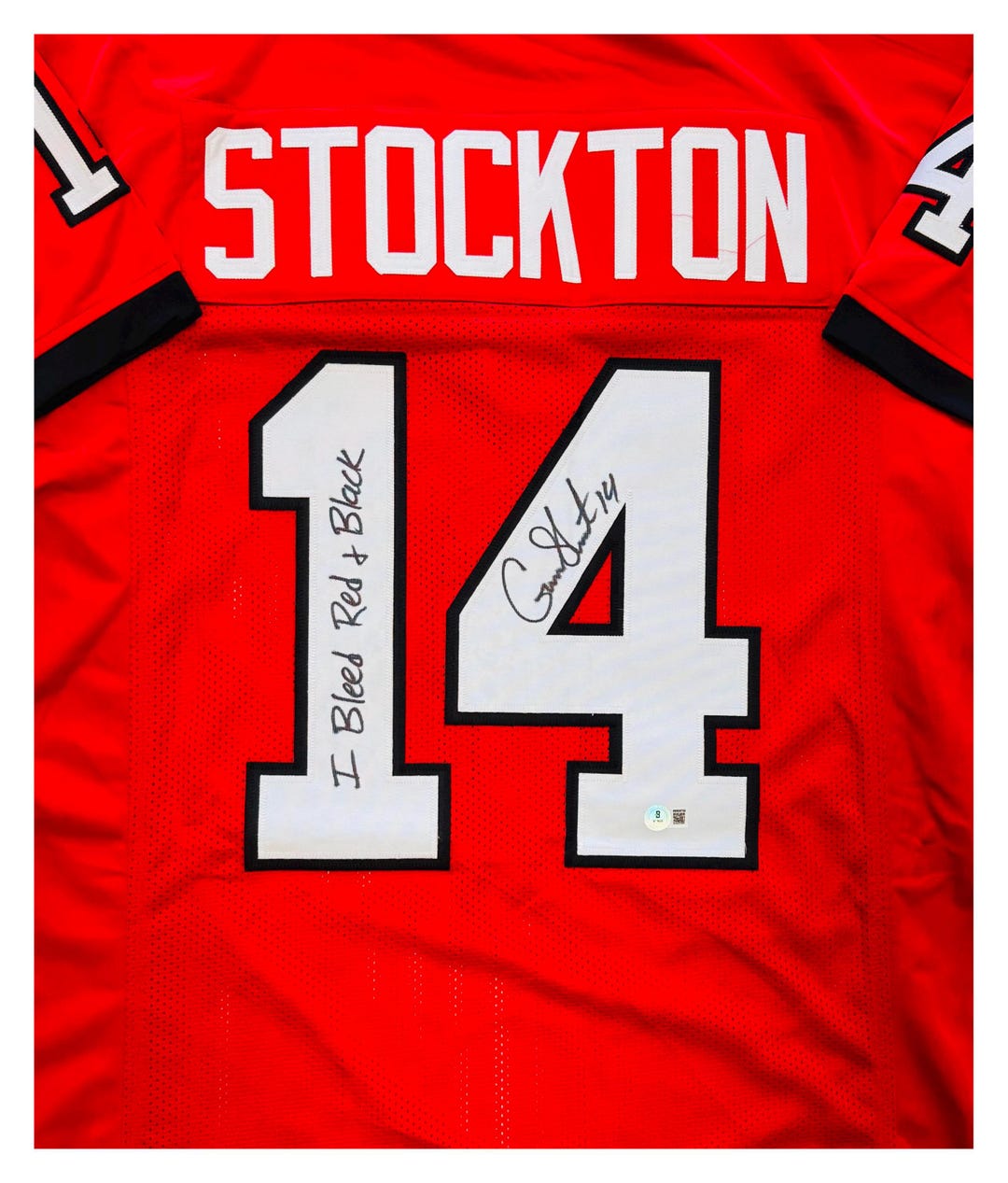 Gunner Stockton Autographed Georgia Red Custom Style Jersey W/ I Bleed ...