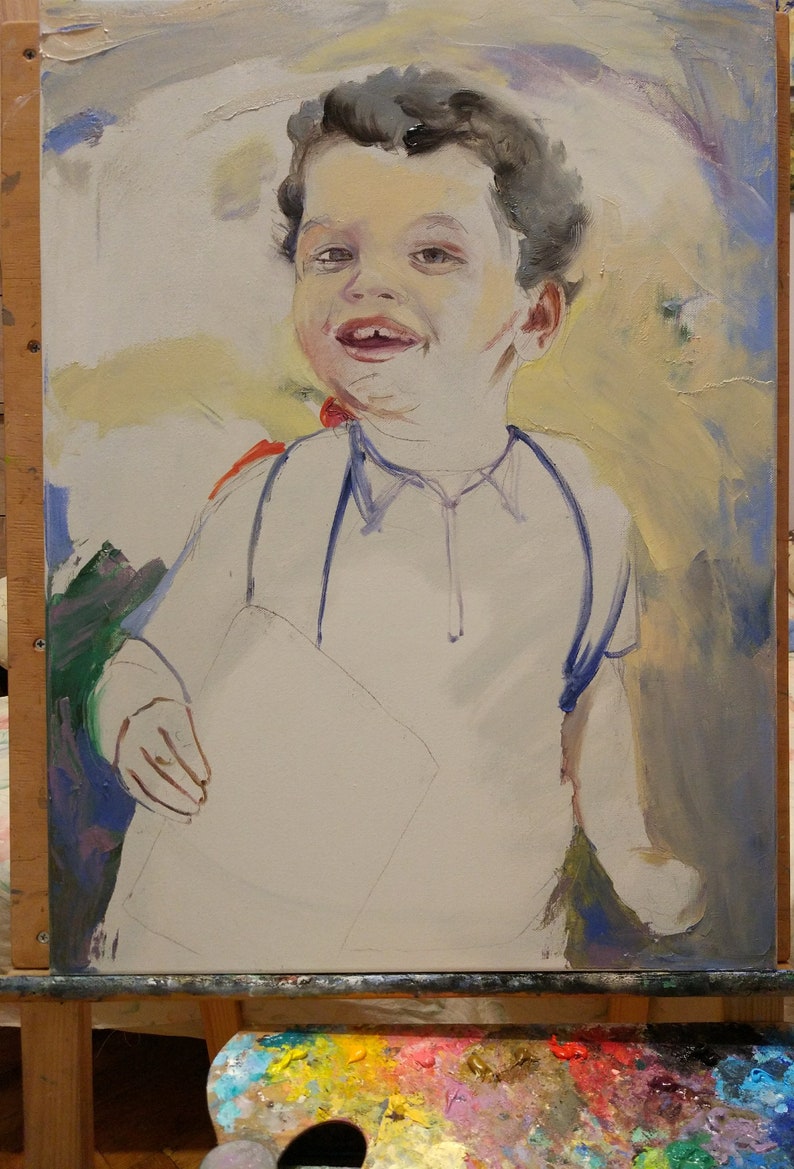 Turn photo into painting kids Custom portrait paintings | Etsy