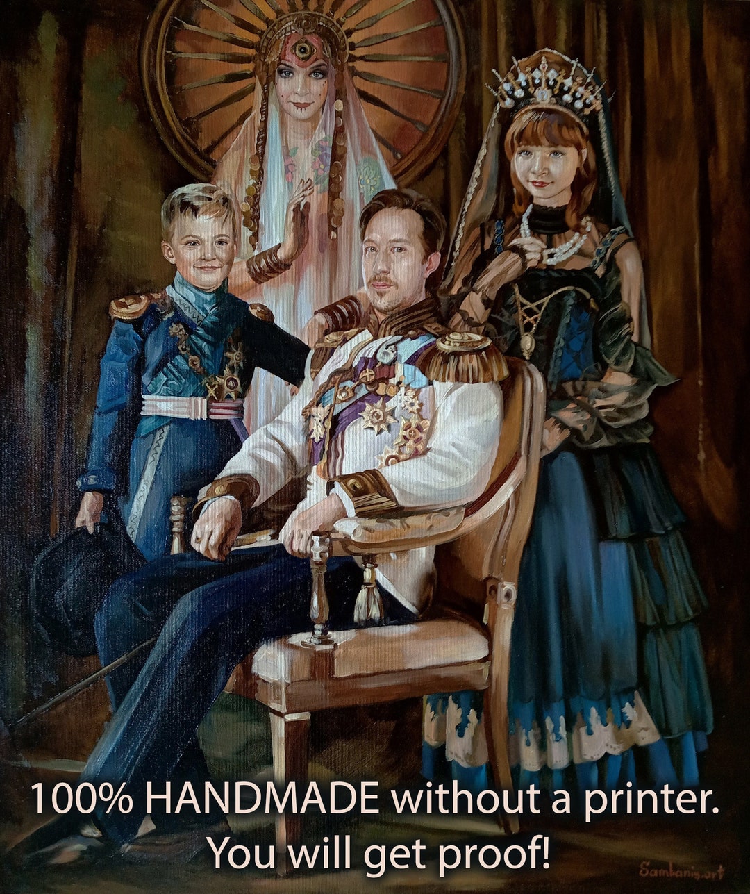 Commission Portrait Painting From Photo on Canvas, Custom Family Oil ...