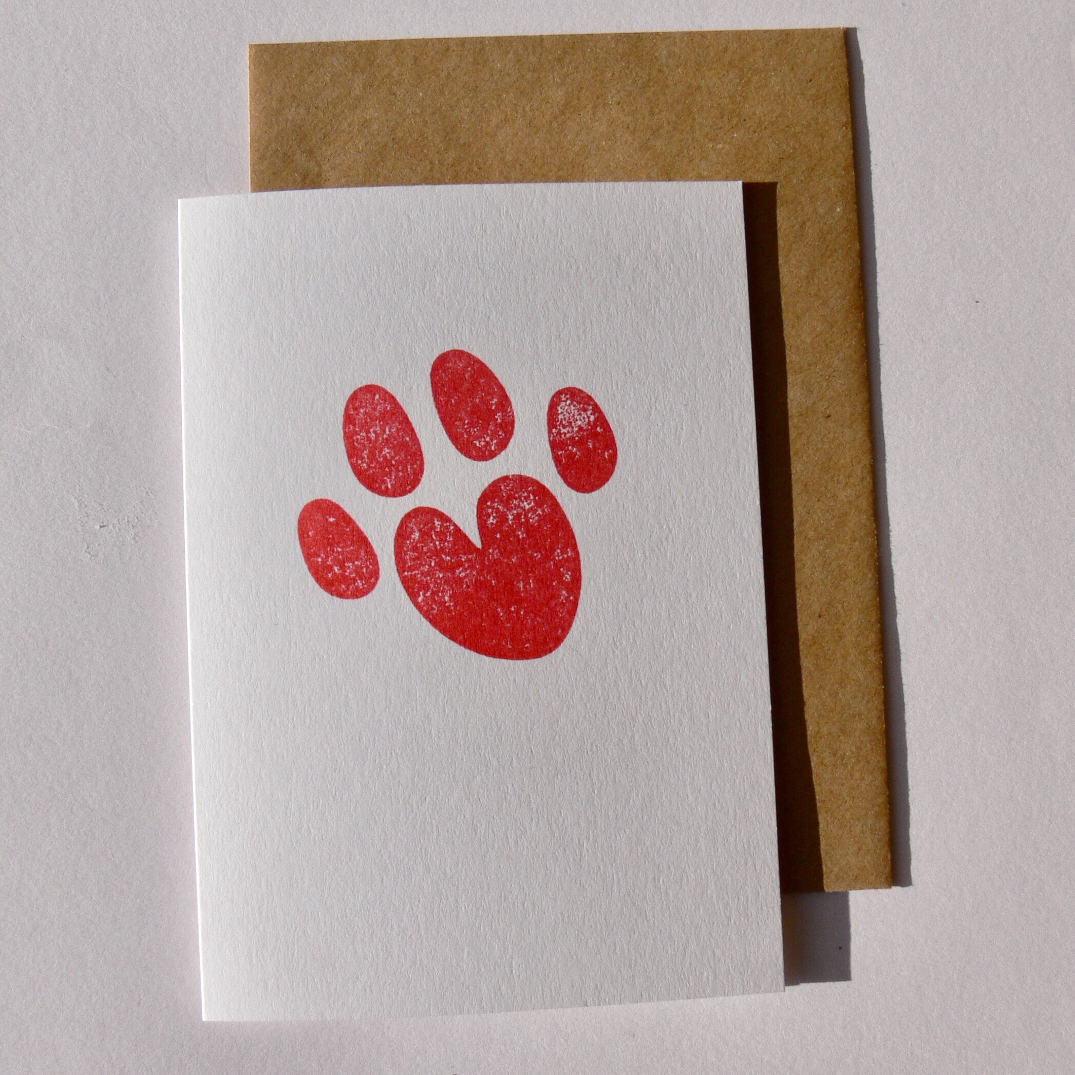 Dog Paw Love Heart Handprinted Greeting Card - Etsy