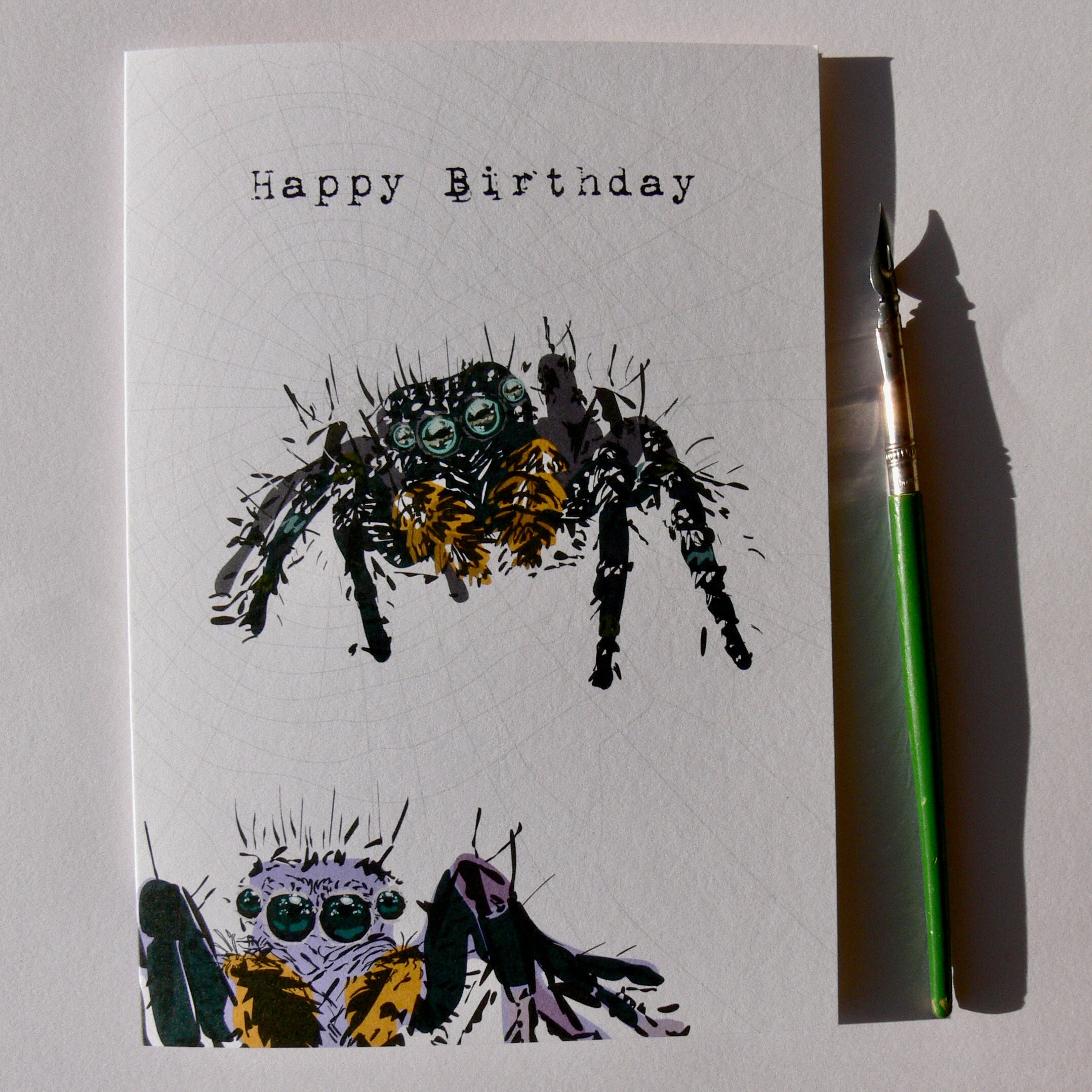 Spider Happy Birthday Greeting Card - Etsy