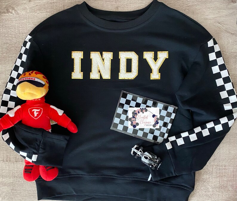 KIDS Indy Letter Patch/chenille Letter Checkered Flag Long - Etsy