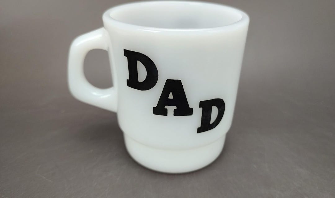 Vintage 70s Milk Glass Stackable Dad Mug Coffee Cup Retro Kitchen Decor ...