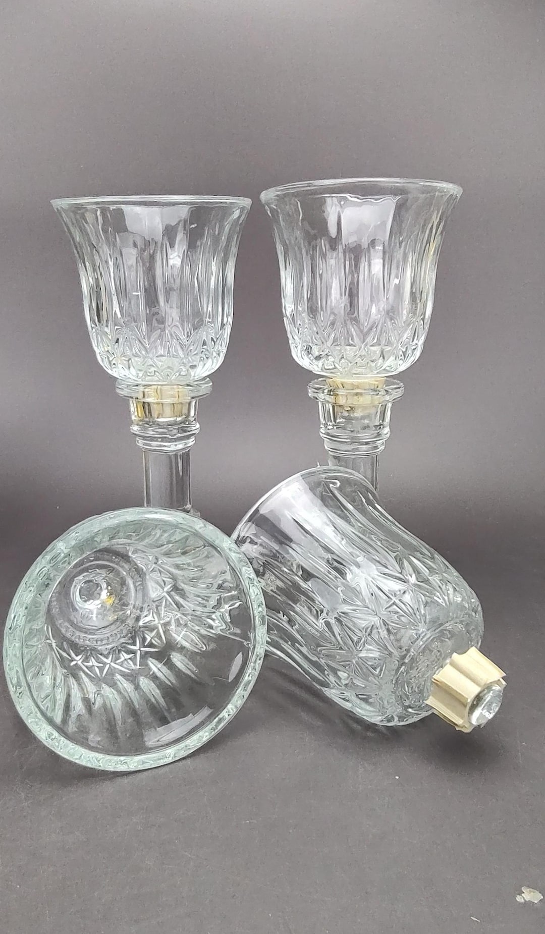 Vintage Clear Home Interiors Matching Peg Votives ~ Set of 4 ~ Romantic ...
