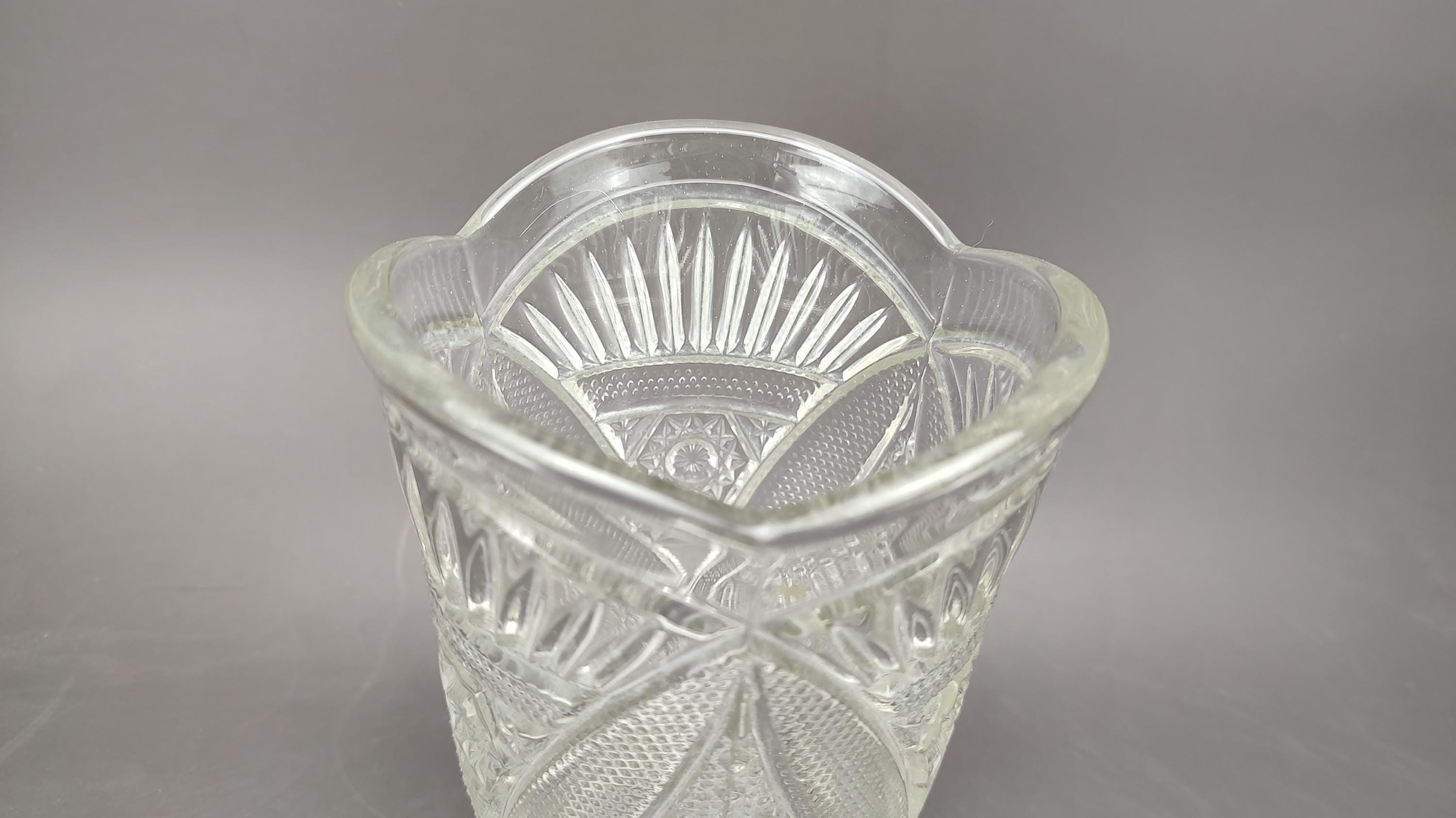 Antique Sunbeam Pattern Clear Spooner, Celery Dish US Glass Co. Circa ...