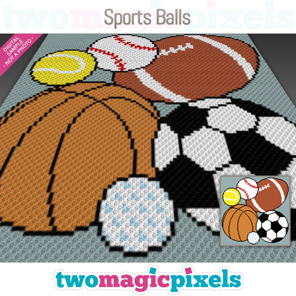 Sports Balls Crochet Graph Cross Stitch; (c2c, Mini C2c, Sc, Hdc, Dc ...