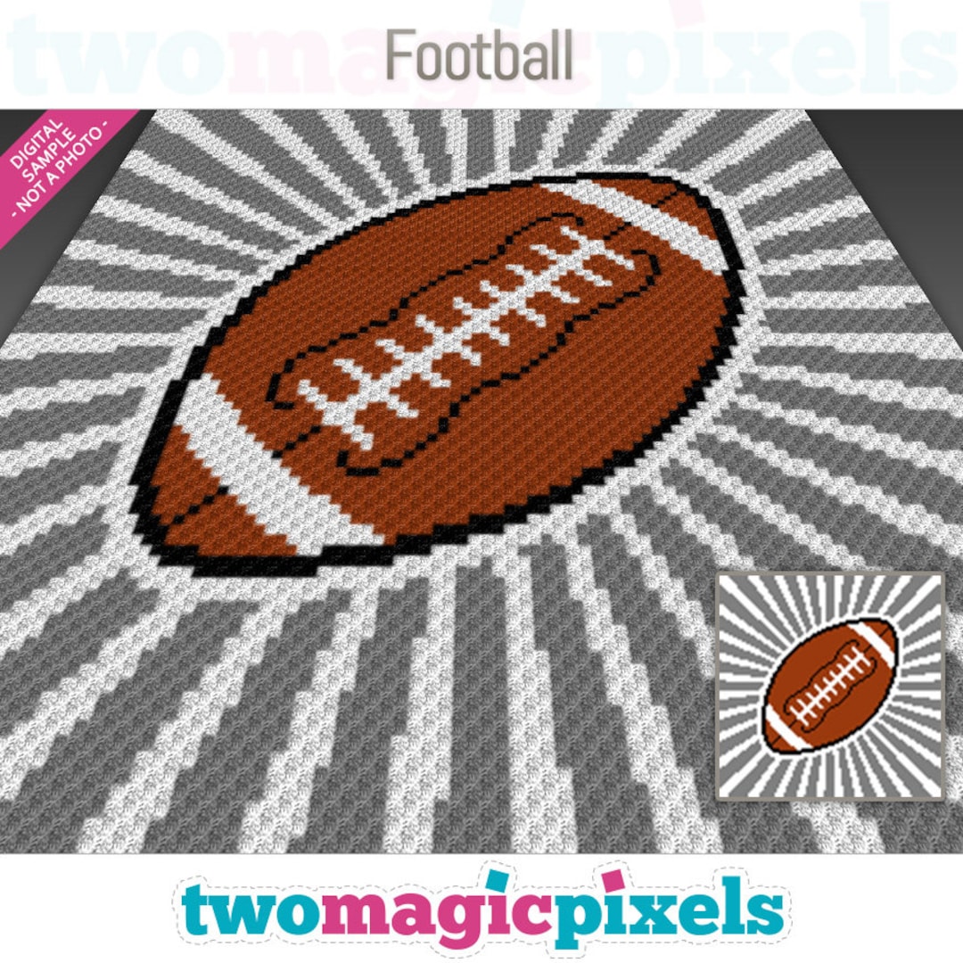 Football Crochet Graph Cross Stitch; (c2c, Mini C2c, Sc, Hdc, Dc, Tss ...