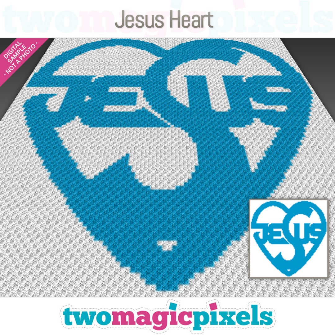 Jesus Heart Graph for Crochet (c2c, Mini C2c, Sc, Hdc, Dc, Tss), Cross ...