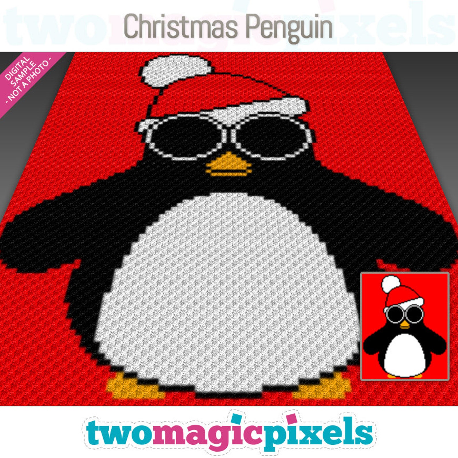 Christmas Penguin Crochet Graph c2c Mini C2c Sc Hdc Dc - Etsy