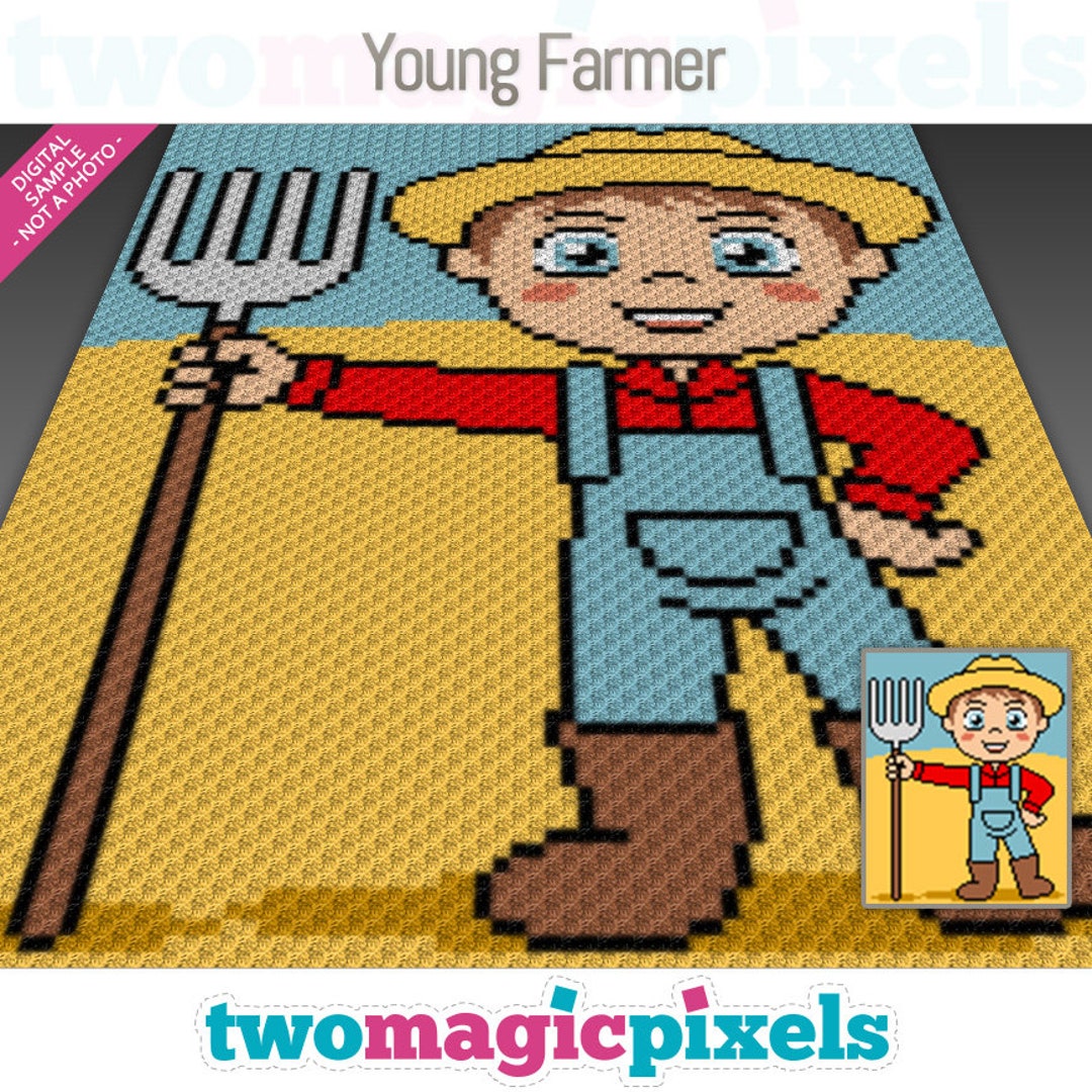 Young Farmer Crochet Graph (c2c, Mini C2c, Sc, Hdc, Dc, Tss), Cross ...