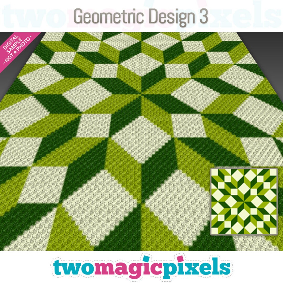 Geometric Design 3 Graph for Crochet (c2c, Mini C2c, Sc, Hdc, Dc, Tss ...
