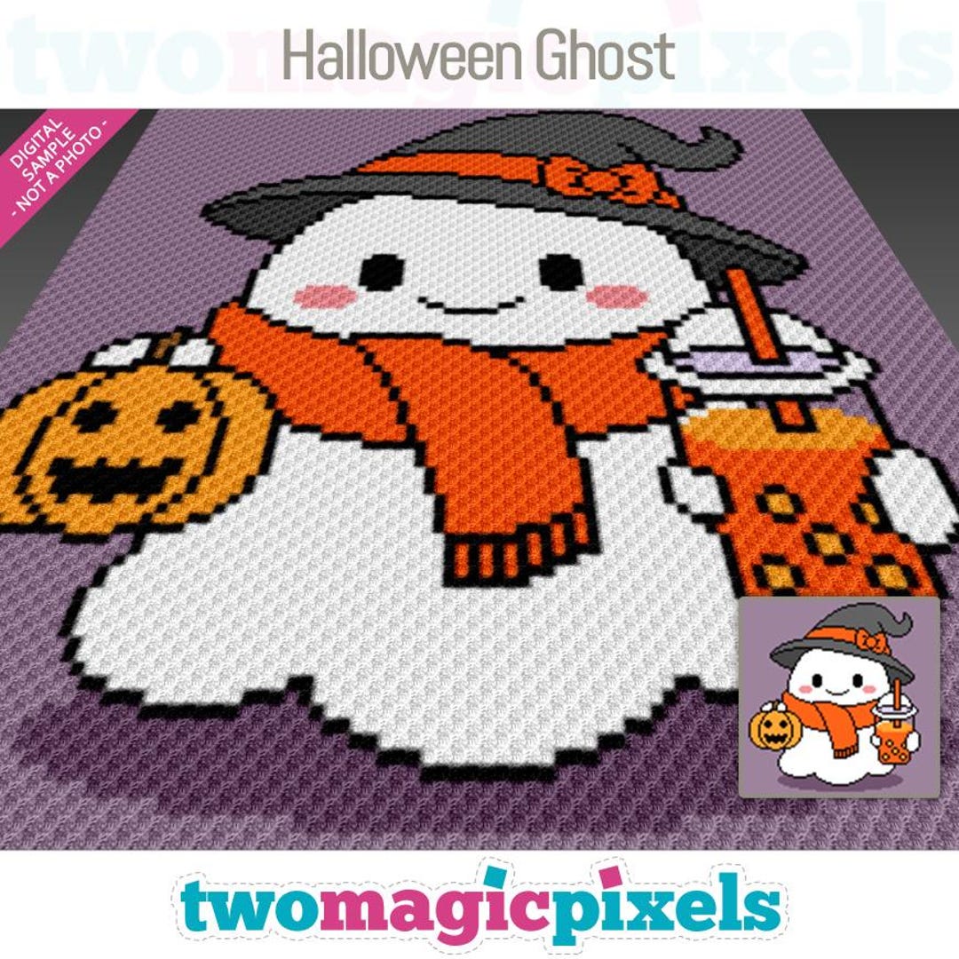 Halloween Ghost Crochet Graph Cross Stitch; (c2c, Mini C2c, Sc, Hdc, Dc ...