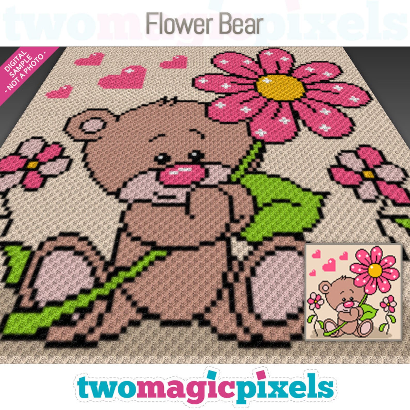 Flower Bear Graph for Crochet c2c Mini C2c Sc Hdc Dc - Etsy Canada