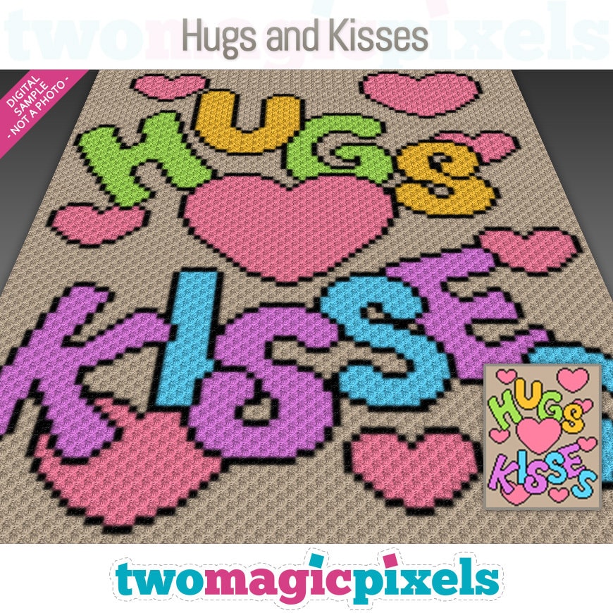 Hugs and Kisses Crochet Graph Cross Stitch c2c, Mini C2c, Sc, Hdc, Dc, Tss Knitting PDF Download ...