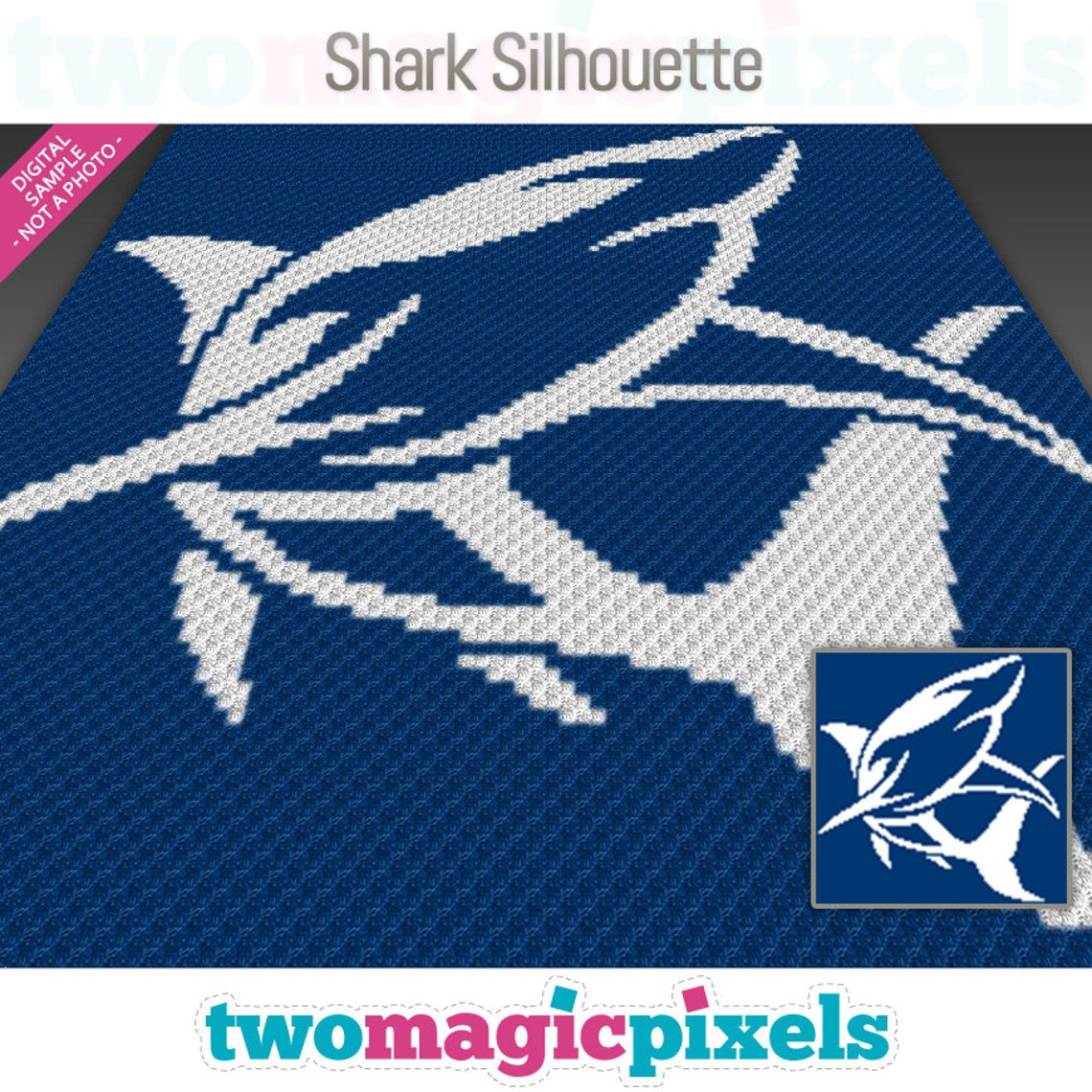 Shark Silhouette Crochet Graph Cross Stitch; (c2c, Mini C2c, Sc, Hdc ...