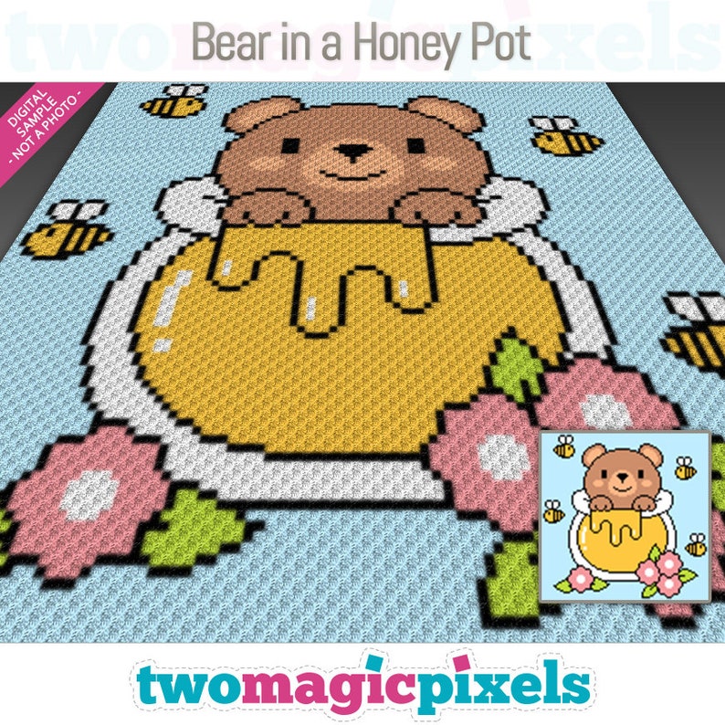 Bear in a Honey Pot Crochet Graph c2c Mini C2c Sc Hdc Dc - Etsy