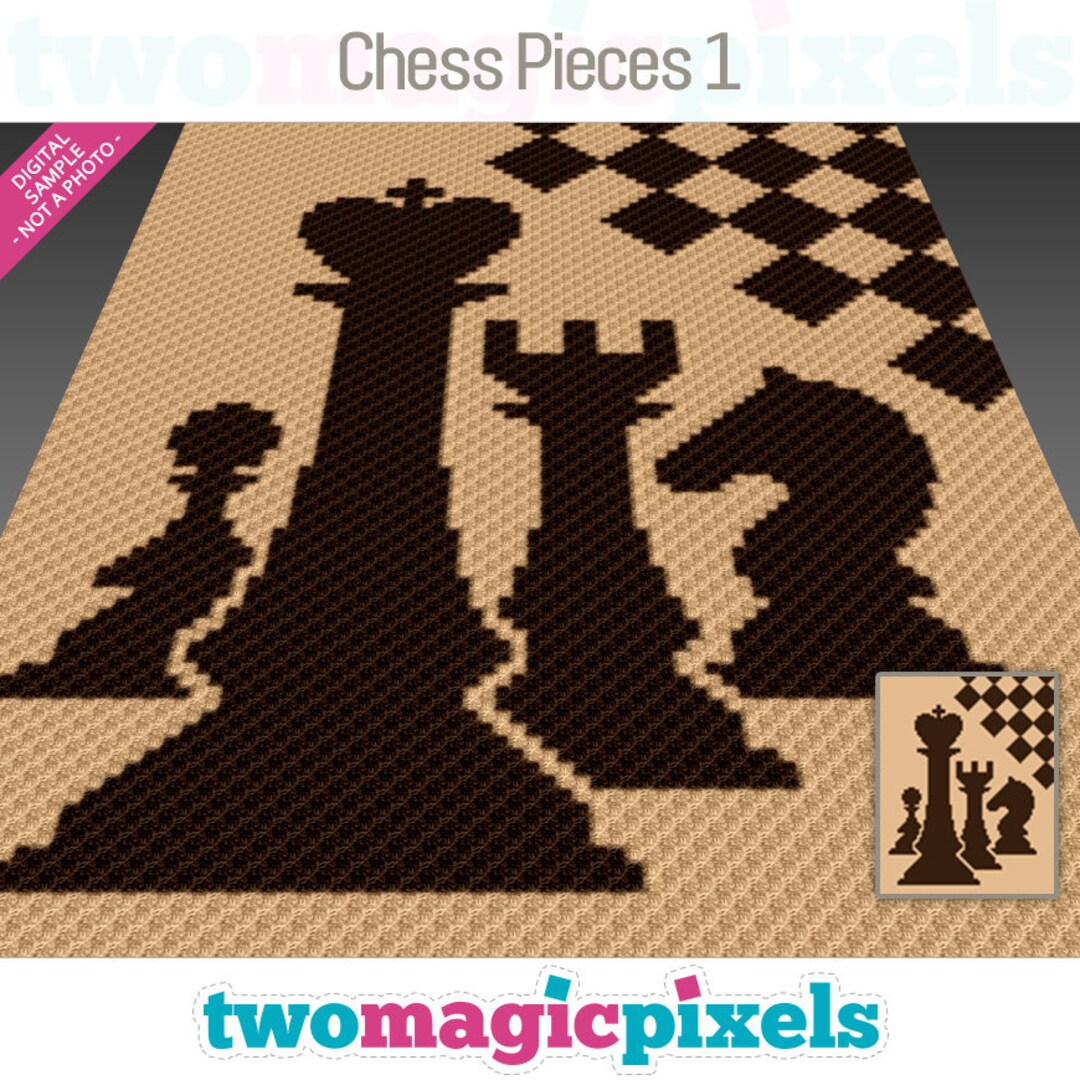 Chess Pieces Crochet Graph Cross Stitch; (c2c, Mini C2c, Sc, Hdc, Dc ...