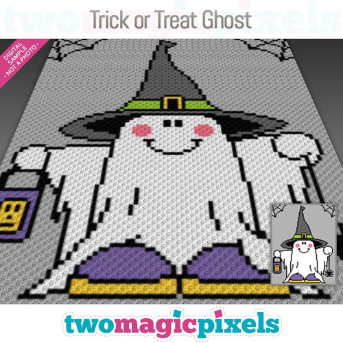 Trick or Treat Ghost Crochet Graph c2c Mini C2c Sc Hdc - Etsy