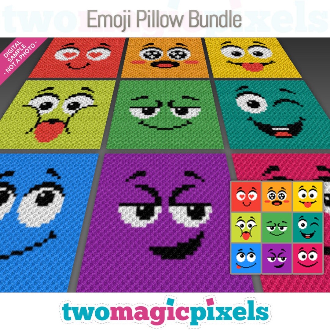 Emoji Pillow Bundle; Crochet; Knitting; C2c, Cross Stitch; Graph; Pdf ...