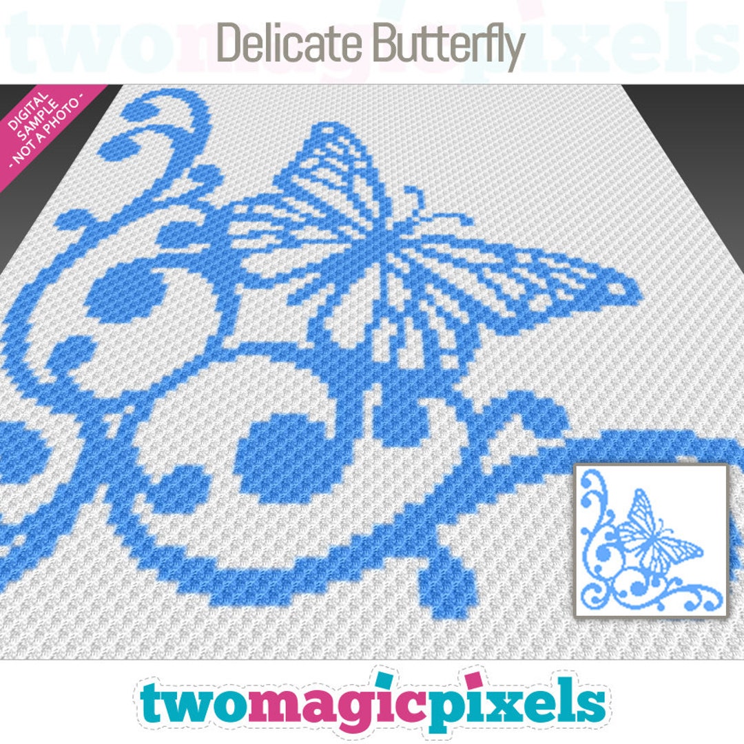 Delicate Butterfly Crochet Graph Cross Stitch; (c2c, Mini C2c, Sc, Hdc ...