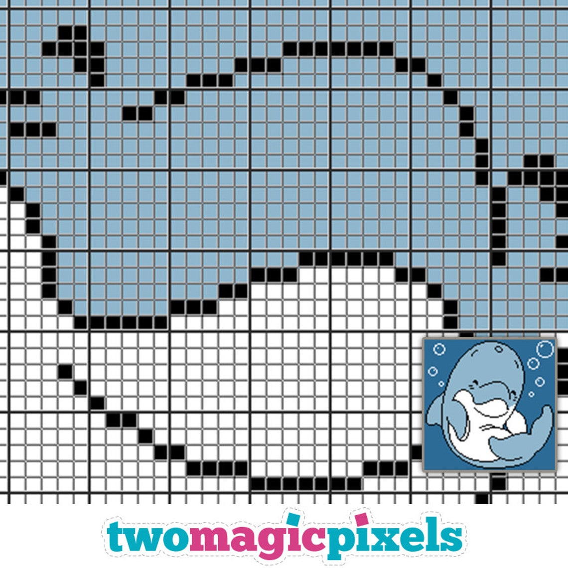 Happy Dolphin Crochet Graph (c2c, Mini C2c, Sc, Hdc, Dc, Tss), Cross ...