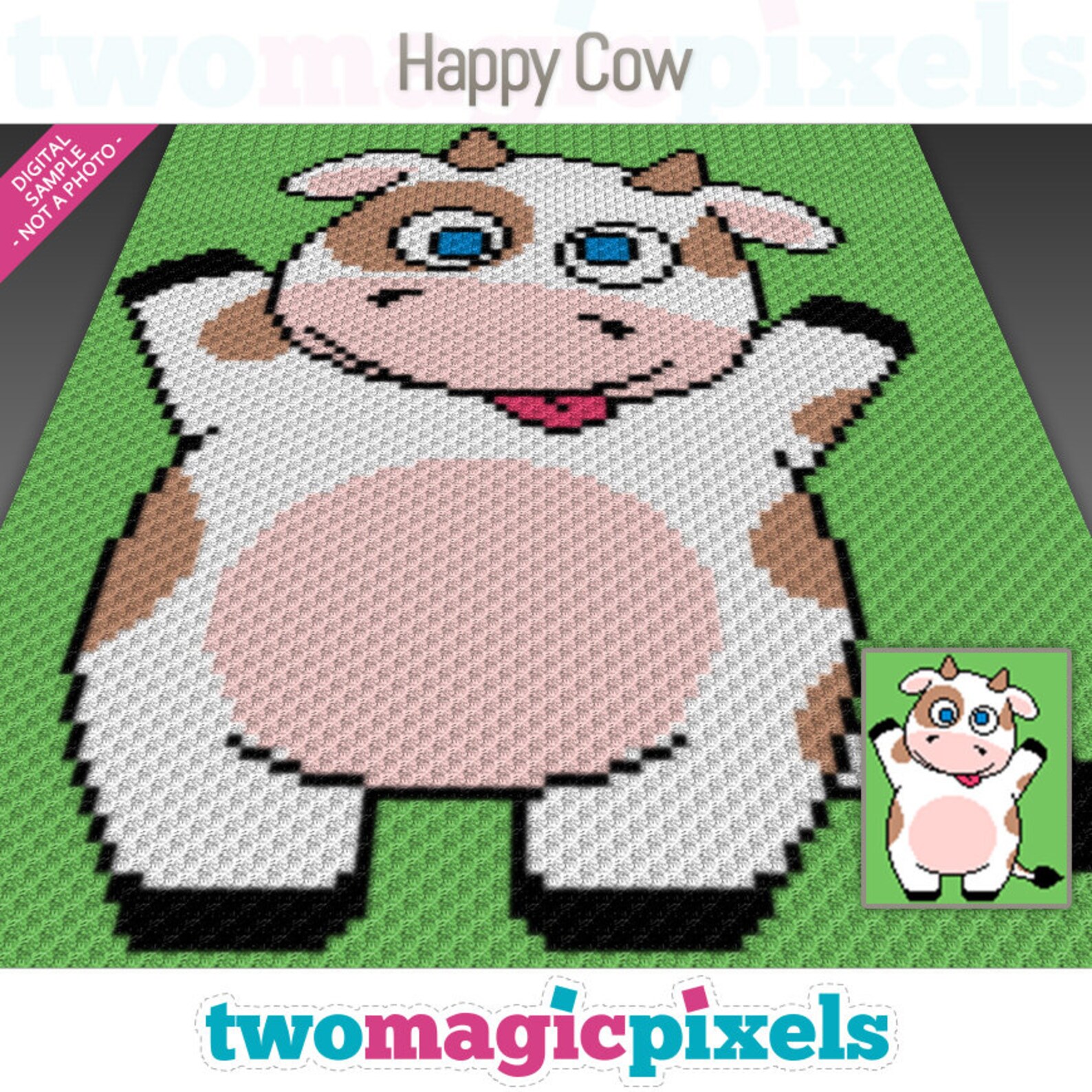 Happy Cow Crochet Graph c2c, Mini C2c, Sc, Hdc, Dc, Tss, Cross Stitch ...