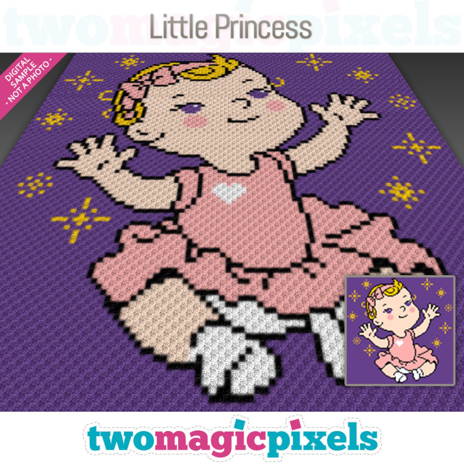 Little Princess Crochet Graph Cross Stitch c2c Mini C2c - Etsy
