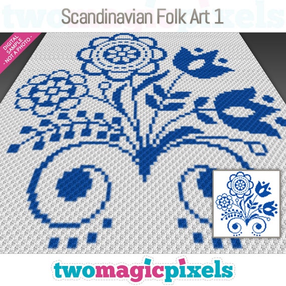 Scandinavian Folk Art 1 Crochet Graph c2c Mini C2c Sc Hdc - Etsy