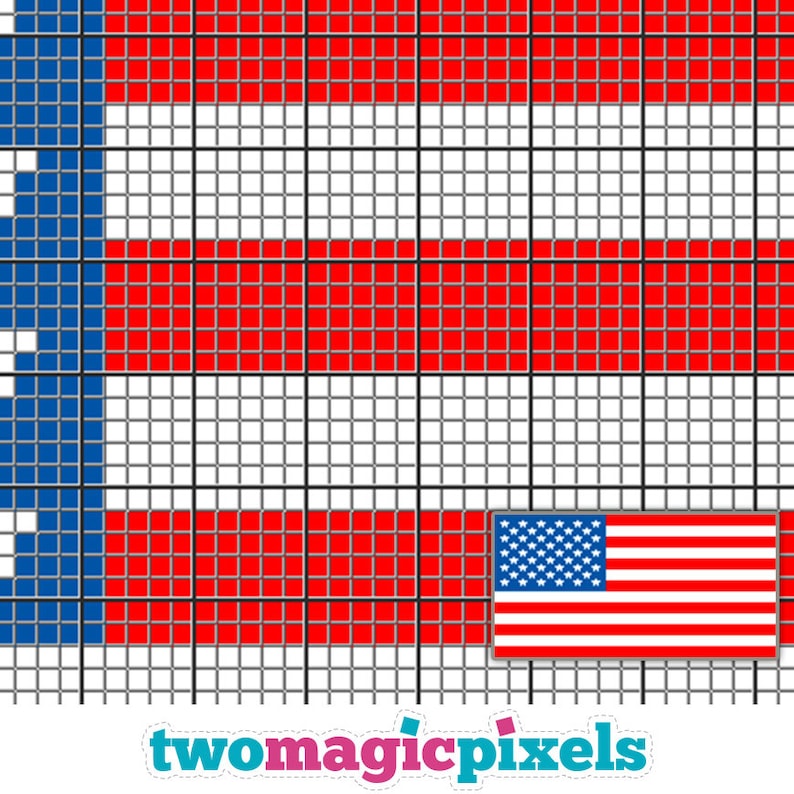 The American Flag Crochet Graph c2c Mini C2c Sc Hdc Dc - Etsy