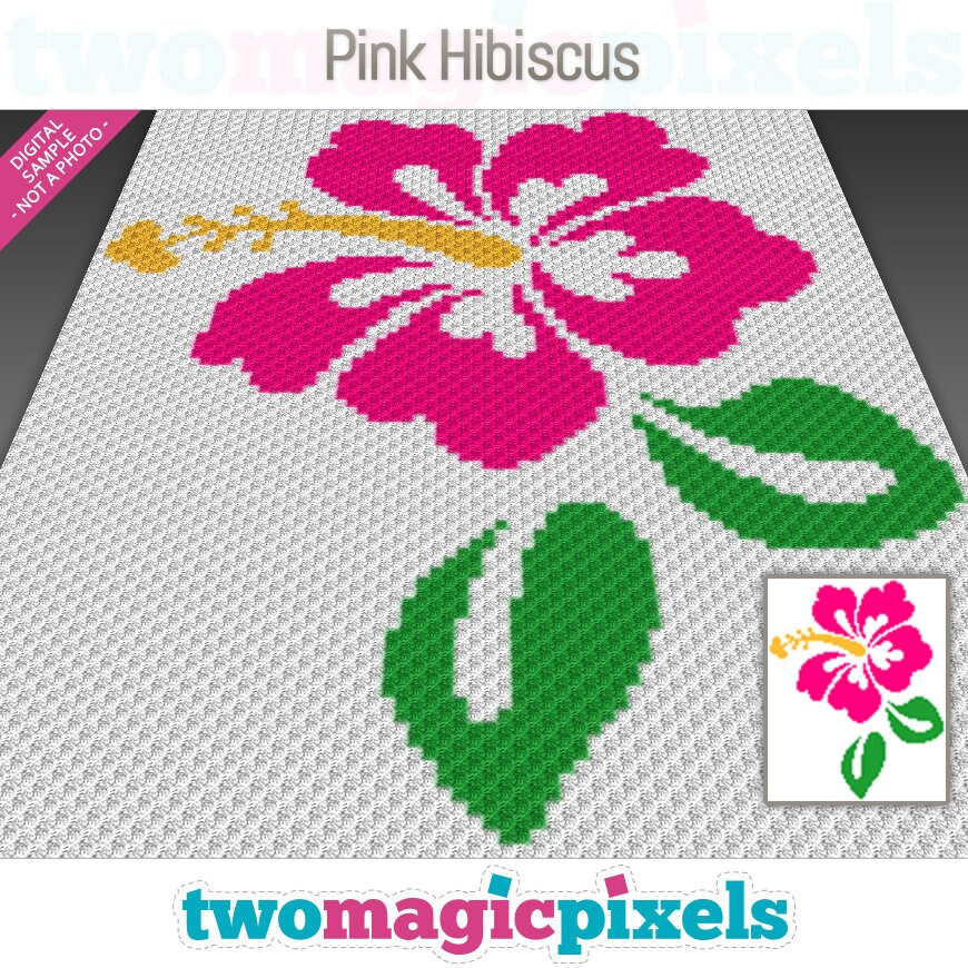 Pink Hibiscus Crochet Graph; Cross Stitch; (c2c, Mini C2c, Sc, Hdc, Dc ...
