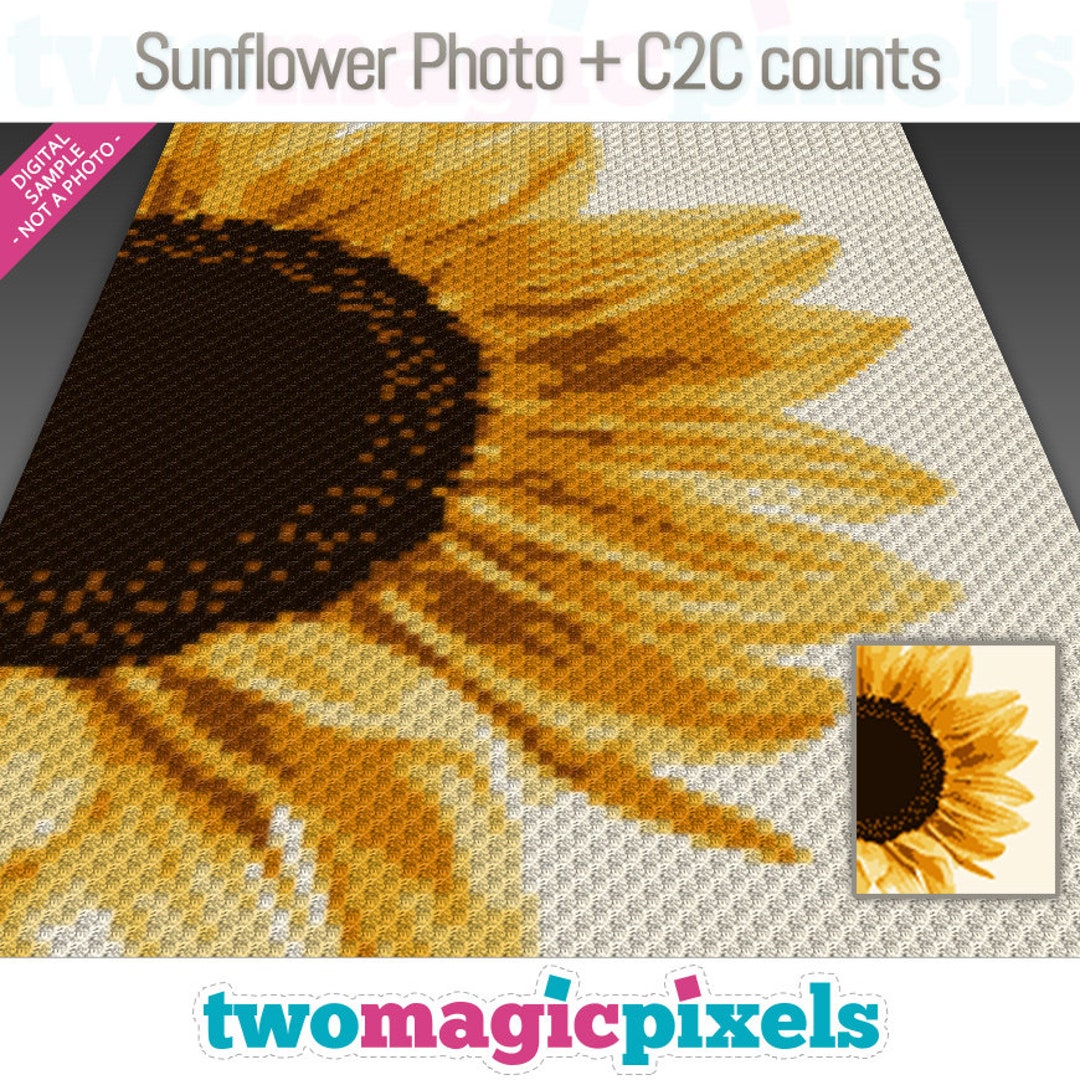 C2C Sunflower Photo Crochet Graph + Row-by-row Counts; Instant PDF ...