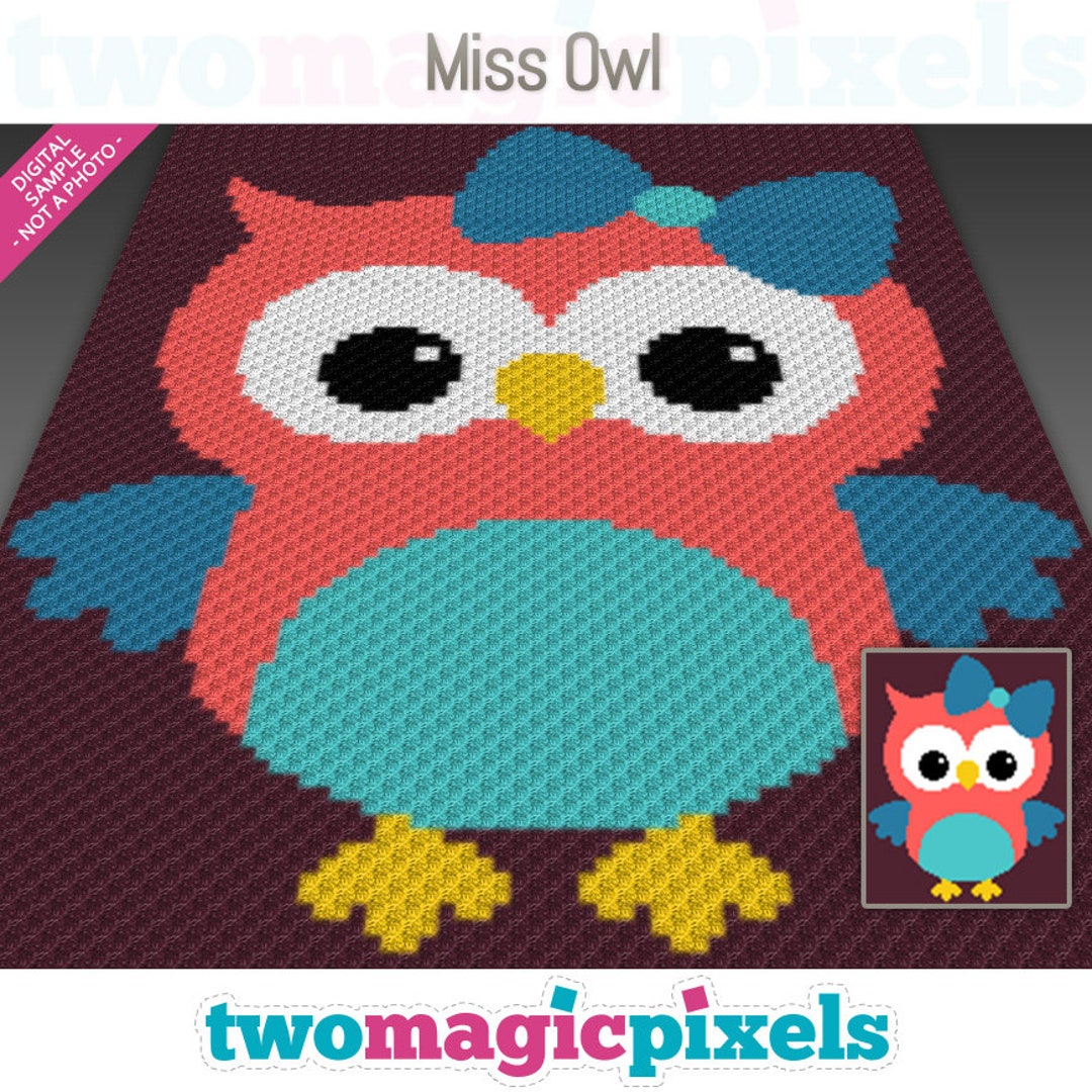Miss Owl Crochet Graph (c2c, Mini C2c, Sc, Hdc, Dc, Tss), Cross Stitch ...