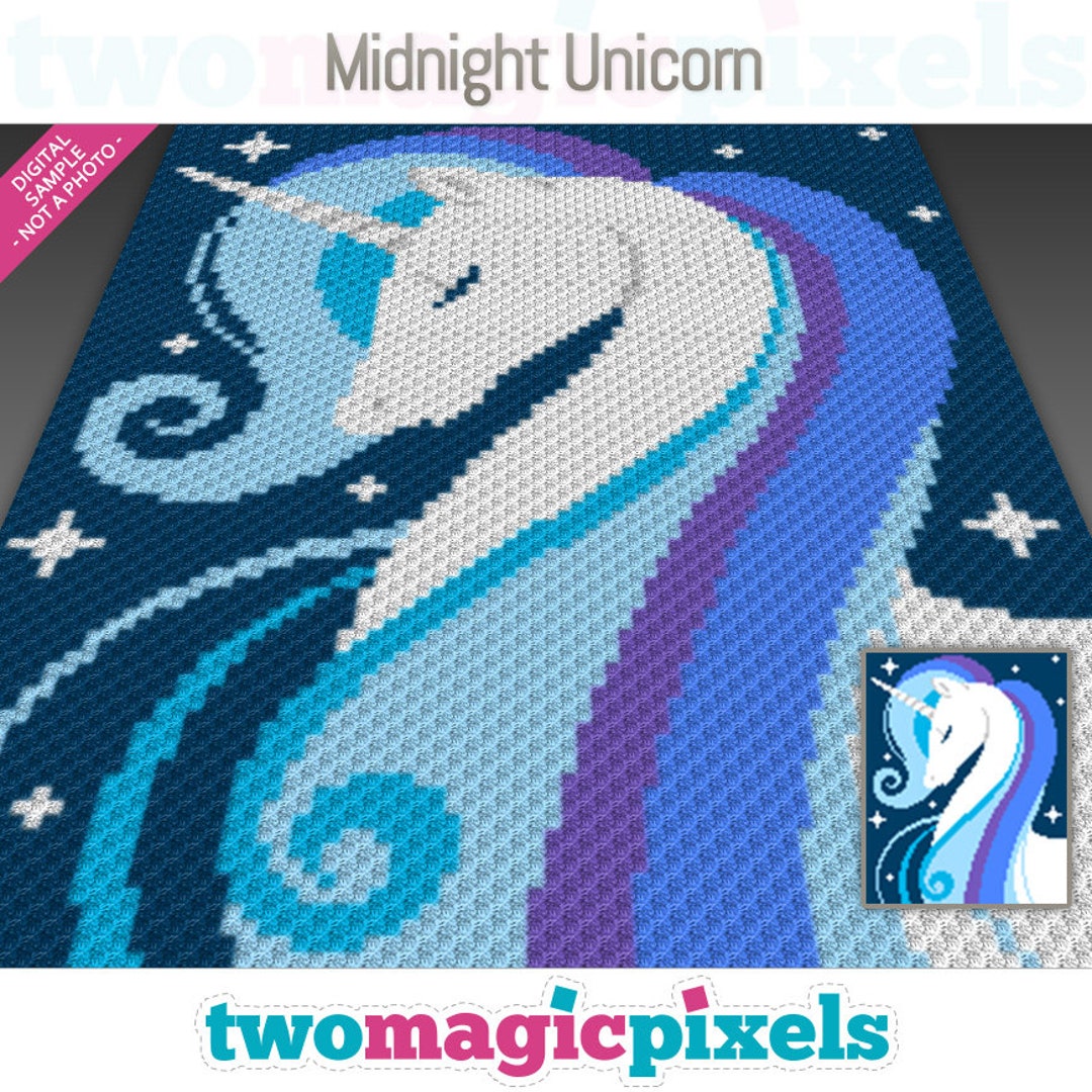 Midnight Unicorn Graph for Crochet (c2c, Mini C2c, Sc, Hdc, Dc, Tss ...