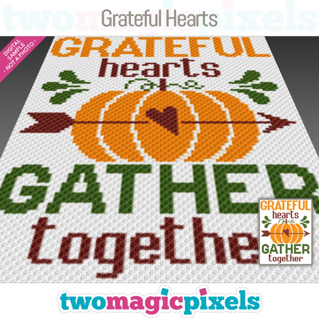 Grateful Hearts Graph for Crochet (c2c, Mini C2c, Sc, Hdc, Dc, Tss ...