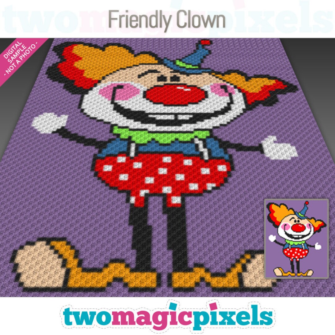 Friendly Clown Crochet Graph Pattern, C2C Graphgan PDF, Fun Circus ...