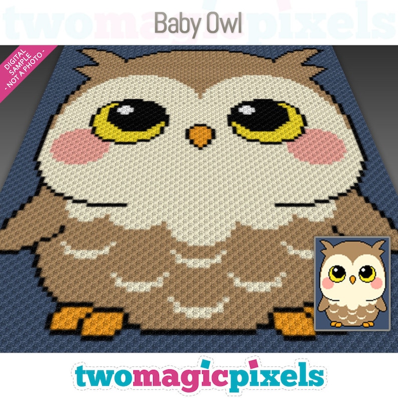 Baby Owl crochet graph c2c mini c2c sc hdc dc tss | Etsy
