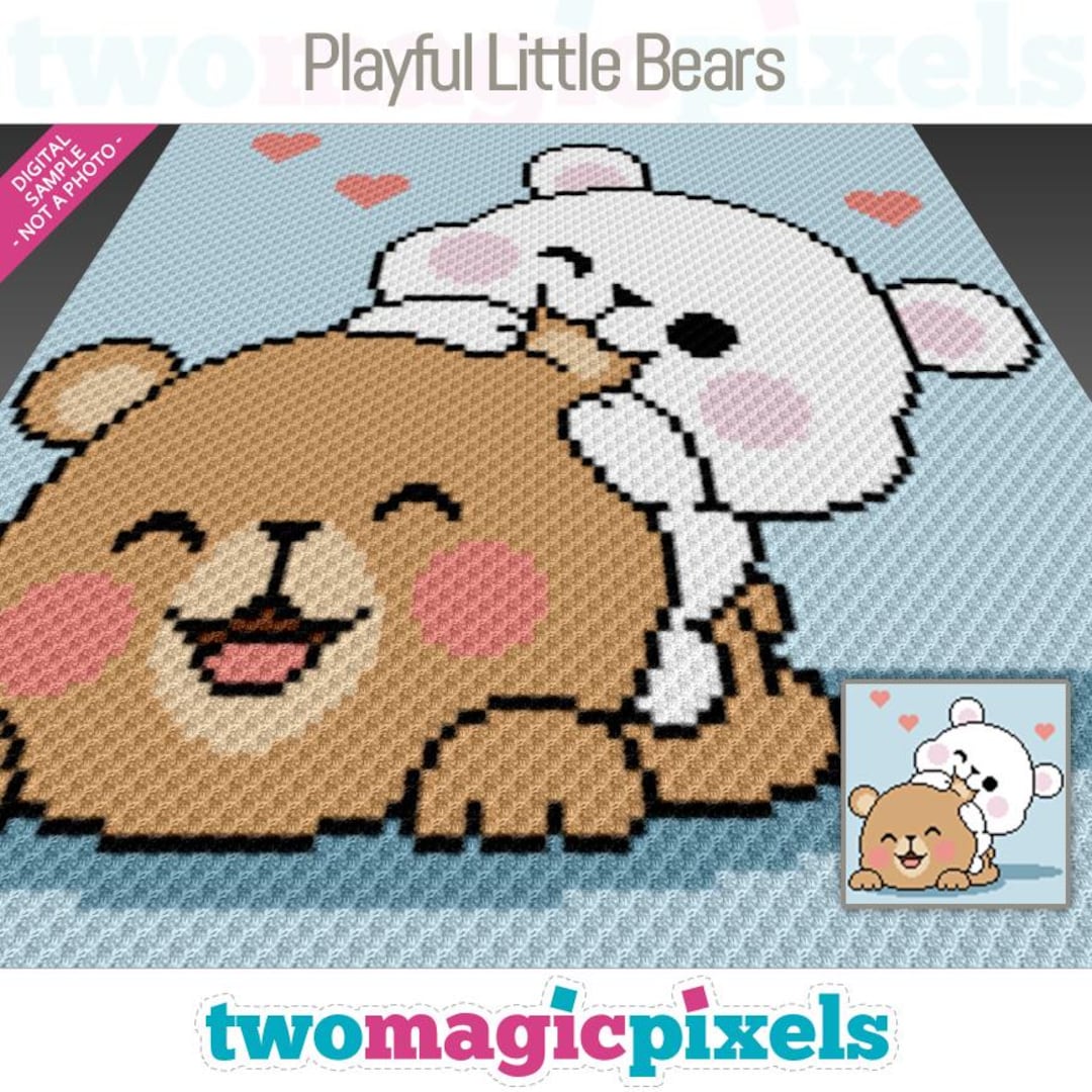 Playful Little Bears Crochet Graph Cross Stitch; (c2c, Mini C2c, Sc ...