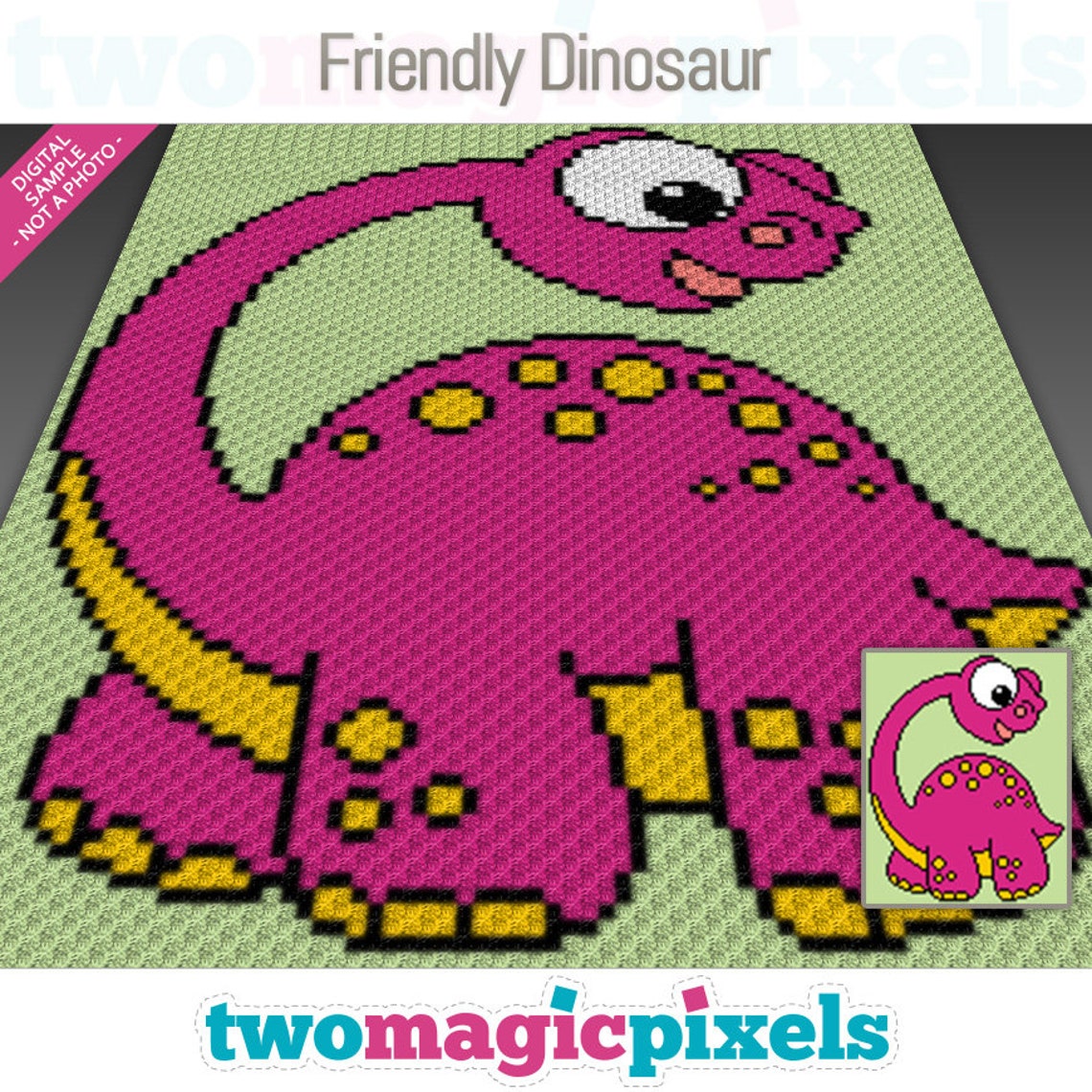 Friendly Dinosaur Crochet Graph Cross Stitch c2c Mini C2c - Etsy