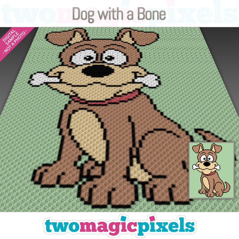 Dog With a Bone Graph for Crochet (c2c, Mini C2c, Sc, Hdc, Dc, Tss ...