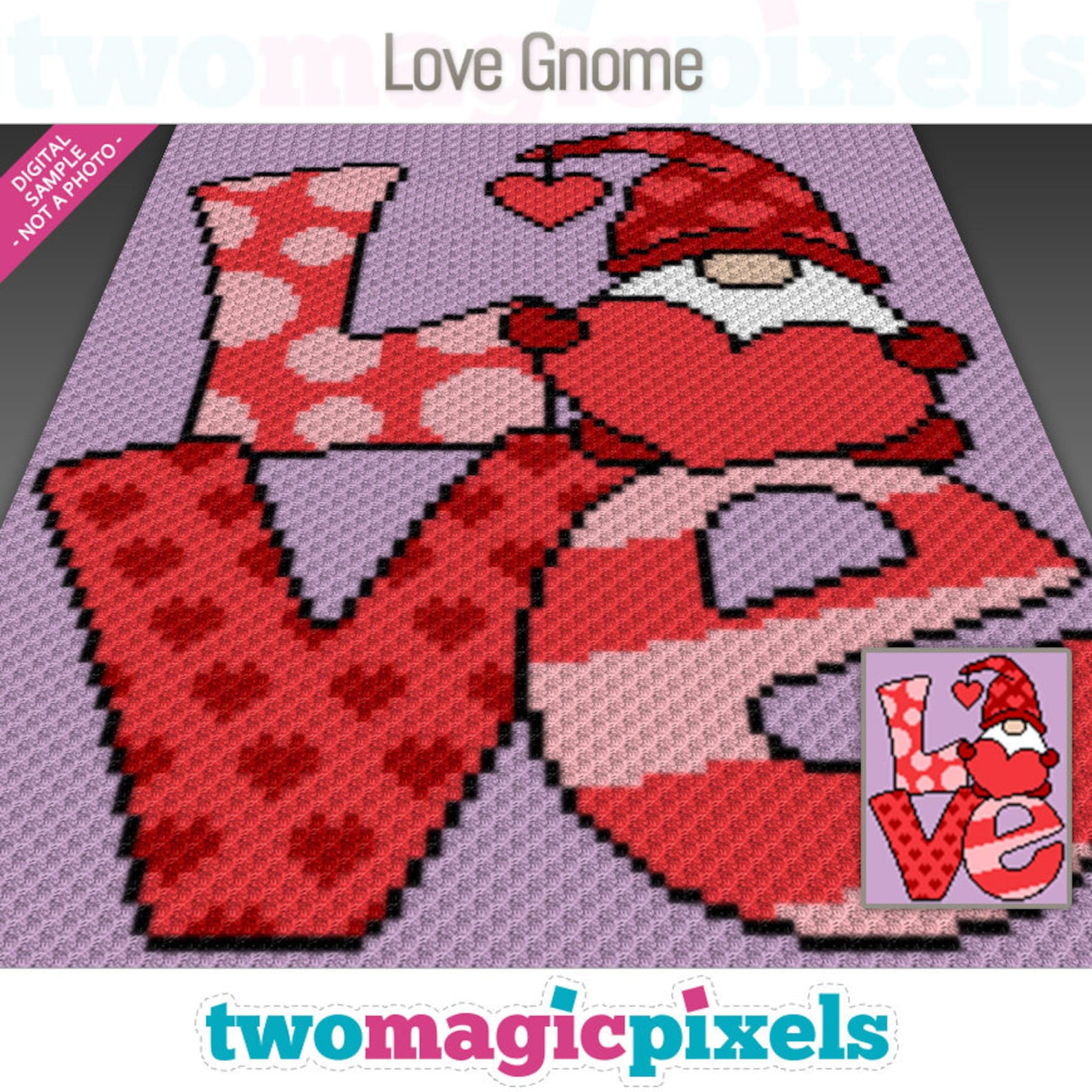 Love Gnome Crochet Graph Pattern, C2C Graphgan PDF, Romantic Blanket ...