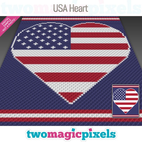 Colorful Heart Crochet Graph c2c Mini C2c Sc Hdc Dc - Etsy