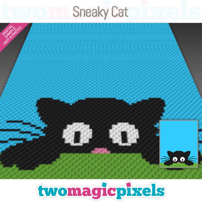 Sneaky Cat Crochet Graph Cross Stitch; (c2c, Mini C2c, Sc, Hdc, Dc, Tss ...